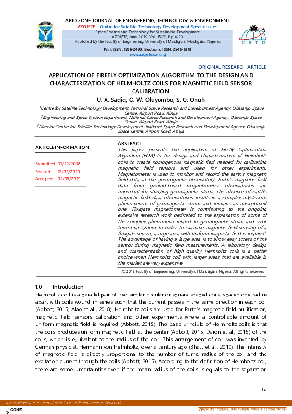 (PDF) Application of Firefly Optimization Algorithm to the Design and Characterization of ...