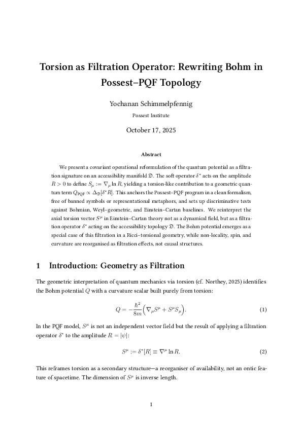 (PDF) Torsion as Filtration Operator: Rewriting Bohm in Possest-PQF ...
