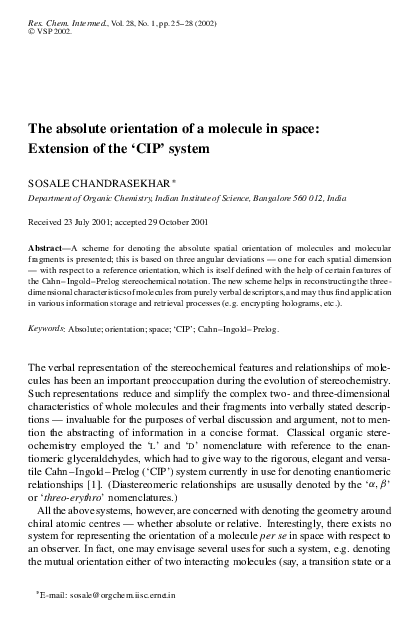 (PDF) The absolute orientation of a molecule in space: Extension of the ...