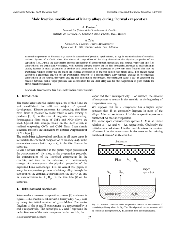 (PDF) Mole fraction modification of binary alloys during thermal ...