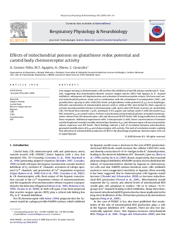 (PDF) Effects of mitochondrial poisons on glutathione redox potential ...