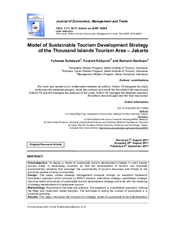 (PDF) Model of Sustainable Tourism Development Strategy of the Thousand ...