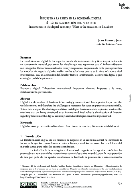 (PDF) Impuesto a la renta en la economía digital. ¿Cuál es la situación ...
