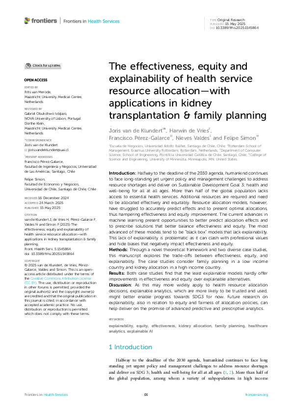 (PDF) The effectiveness, equity and explainability of health service ...