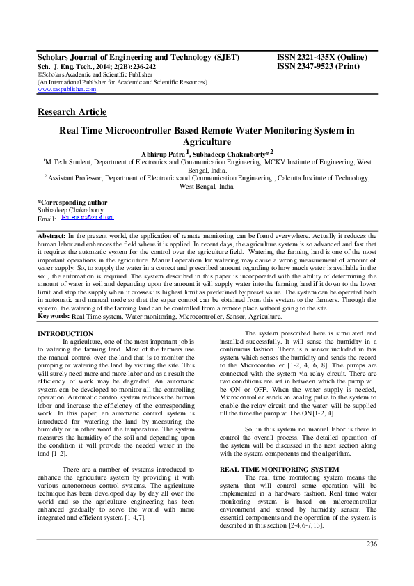 (PDF) Real Time Microcontroller Based Remote Water Monitoring System in ...