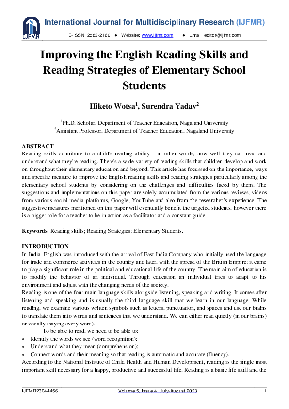 (PDF) Improving the English Reading Skills and Reading Strategies of ...