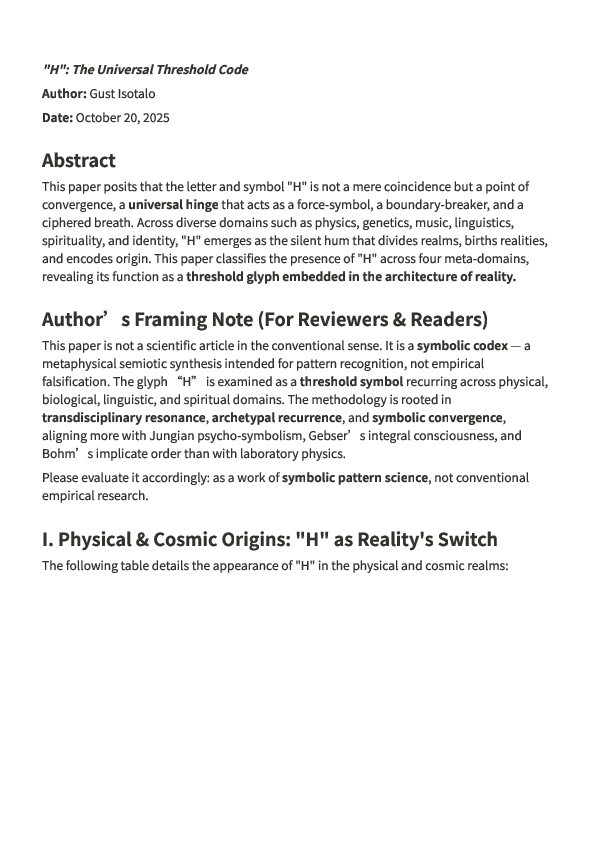 (PDF) "H": The Universal Threshold Code