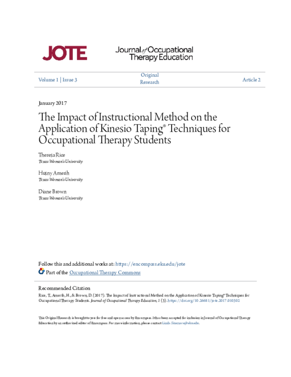 (PDF) The Impact of Instructional Method on the Application of Kinesio ...