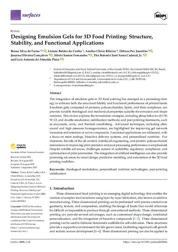 (PDF) Designing Emulsion Gels for 3D Food Printing: Structure ...