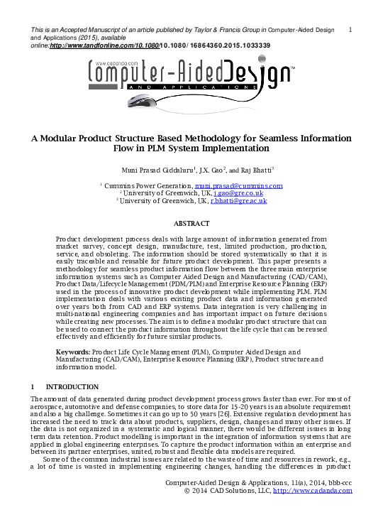 (PDF) A Modular Product Structure Based Methodology for Seamless ...