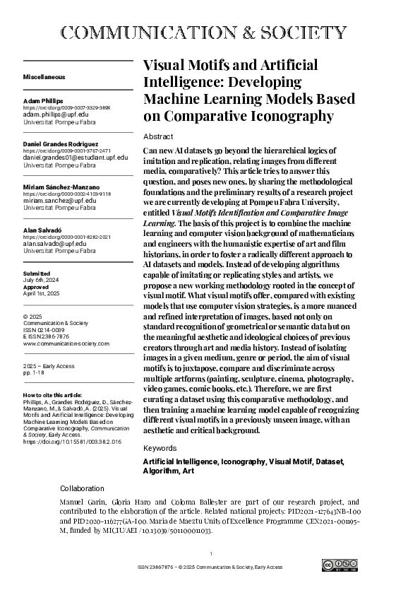 (PDF) Visual Motifs and Artificial Intelligence: Developing Machine ...