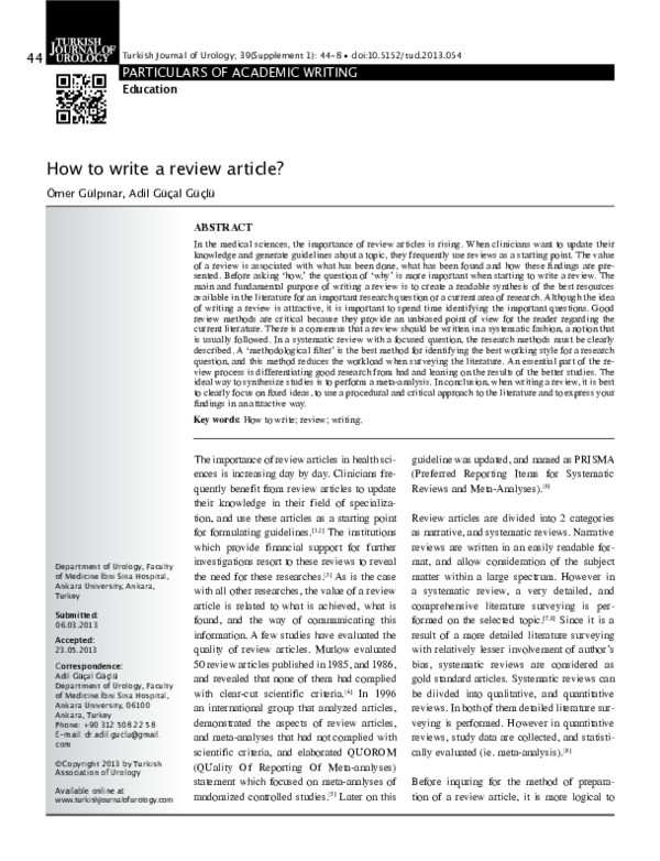 (PDF) How to write a review article?