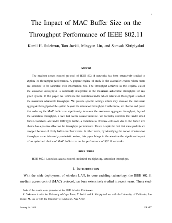 (PDF) The Impact of MAC Buffer Size on the Throughput Performance of ...