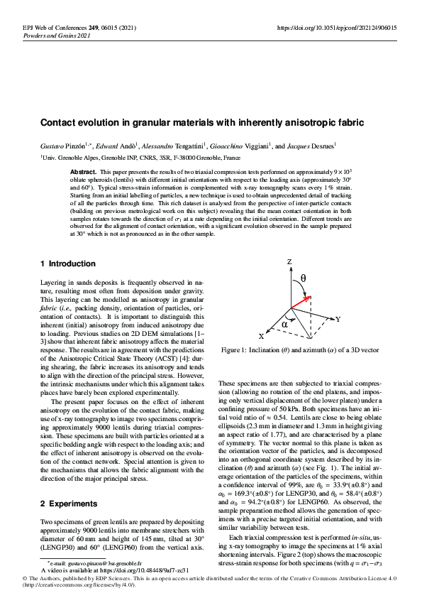 (PDF) Contact evolution in granular materials with inherently ...
