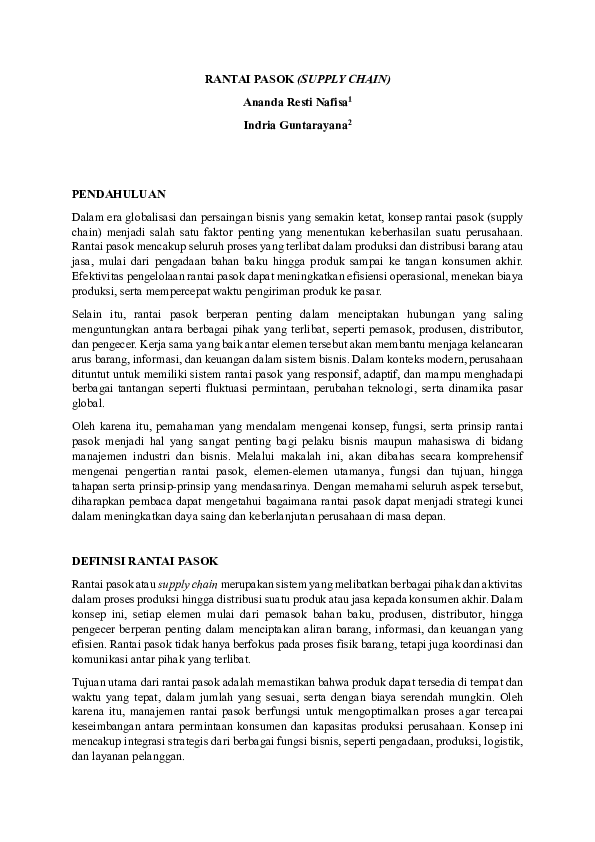 (PDF) RANTAI PASOK (SUPPLY CHAIN