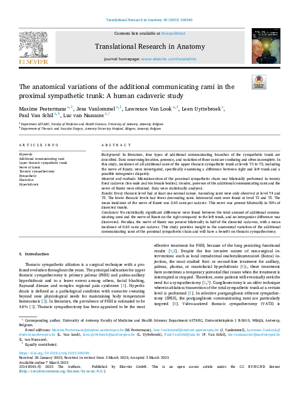 (PDF) The anatomical variations of the additional communicating rami in ...