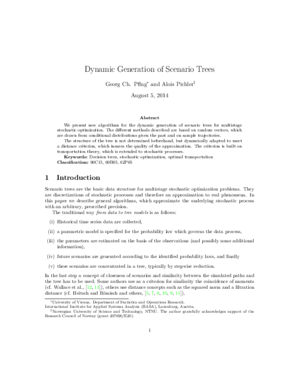 (PDF) Dynamic generation of scenario trees