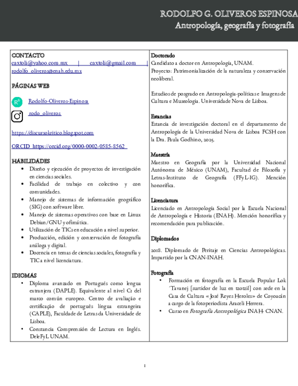 (PDF) Hoja de vida. Rodolfo Oliveros, 2025