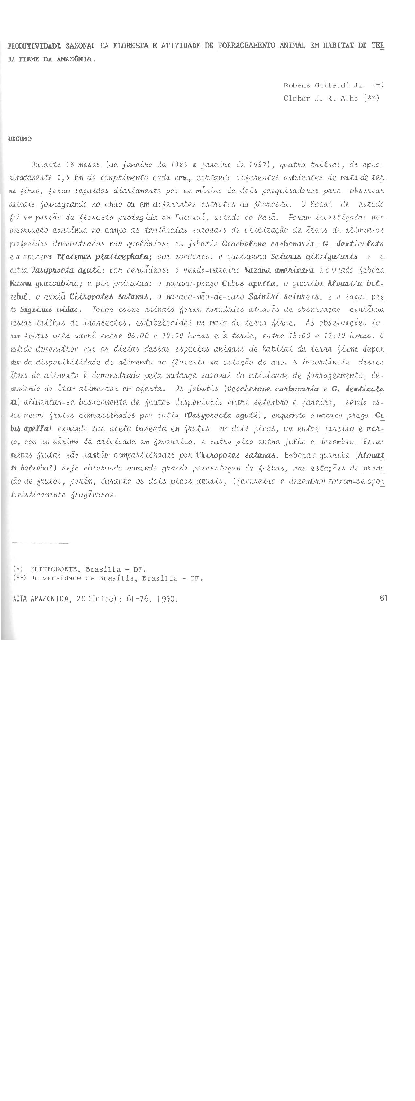 (PDF) Produtividade sazonal da floresta e atividade de forrageamento ...