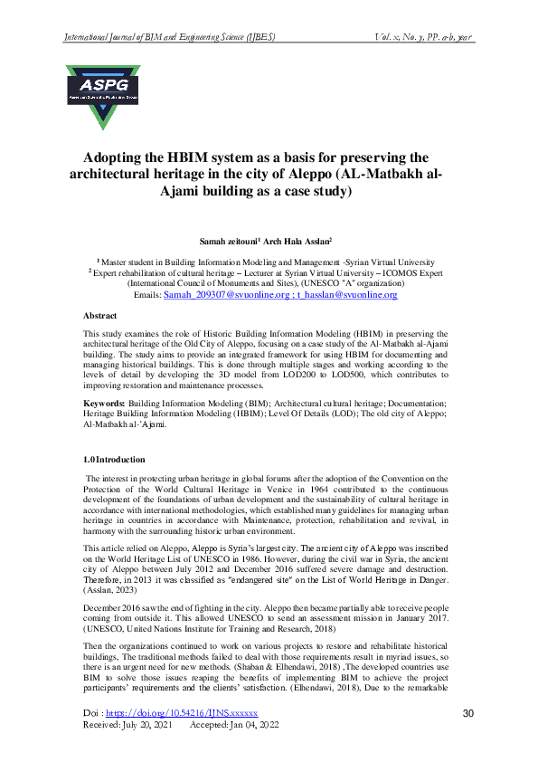 (PDF) Adopting the HBIM system as a basis for preserving the ...