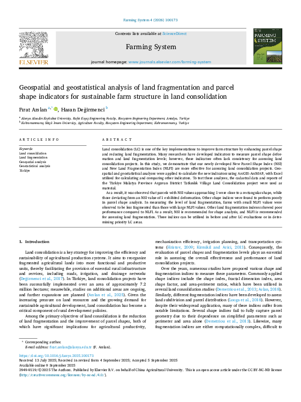 (PDF) Geospatial and geostatistical analysis of land fragmentation and ...