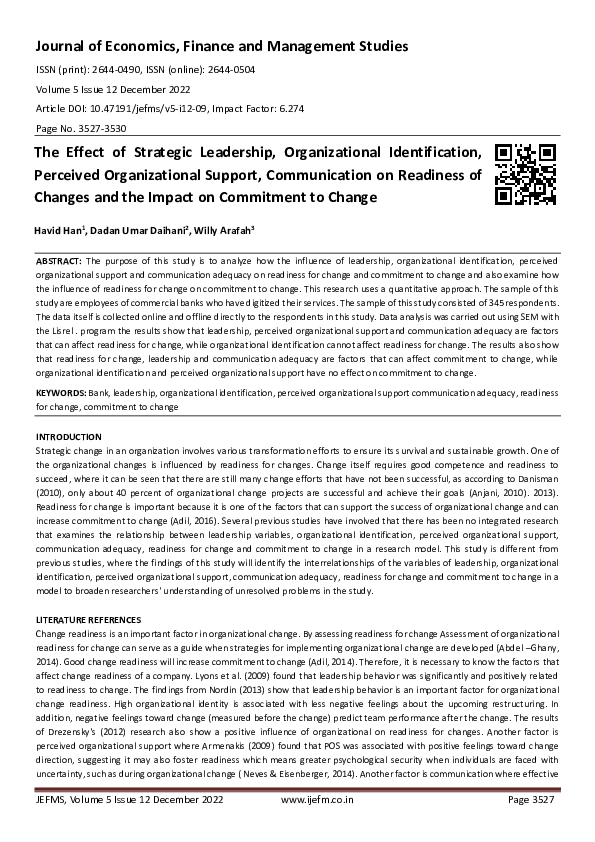 (PDF) The Effect of Strategic Leadership, Organizational Identification ...