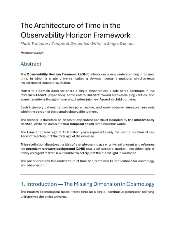 (PDF) The Architecture of Time in the Observability Horizon Framework