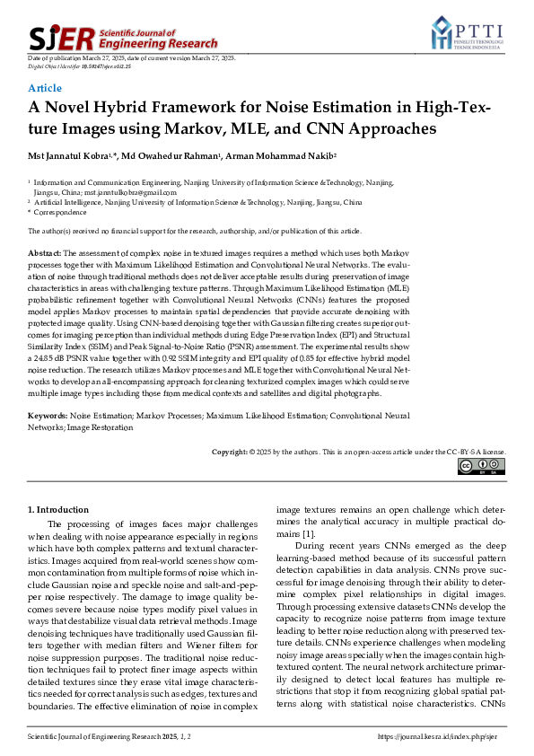 (PDF) A Novel Hybrid Framework for Noise Estimation in High-Texture ...