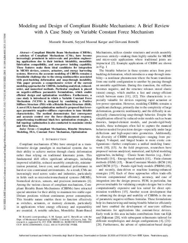 (PDF) Modeling and Design of Compliant Bistable Mechanisms: A Brief ...