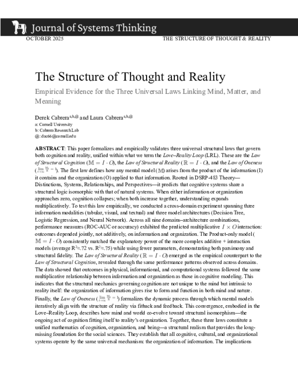(PDF) The Structure of Thought and Reality