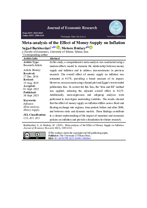 (PDF) Meta-analysis of the Effect of Money Supply on Inflation