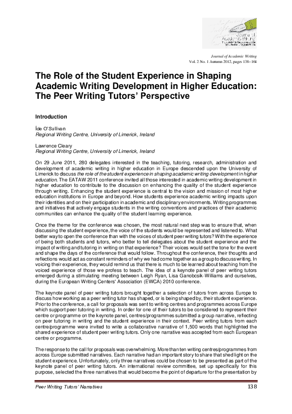 (PDF) The Role of the Student Experience in Shaping Academic Writing ...
