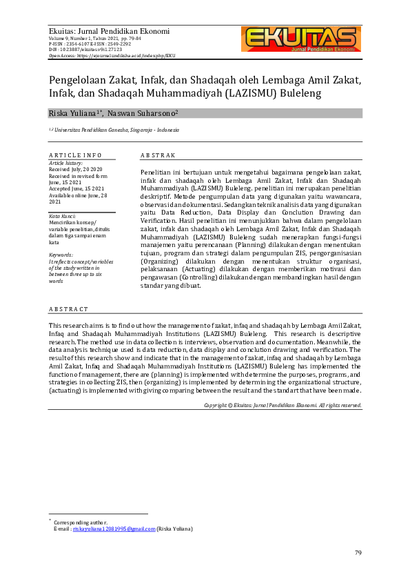 (PDF) Pengelolaan Zakat, Infak, dan Shadaqah oleh Lembaga Amil Zakat ...
