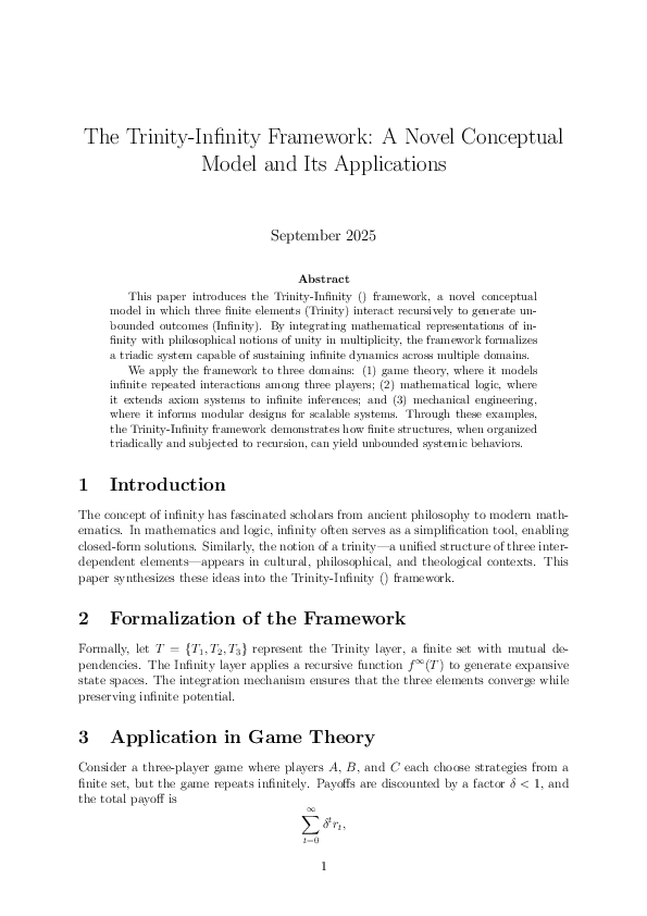 (PDF) The Trinity-Infinity Framework: A Novel Conceptual Model and Its Applications