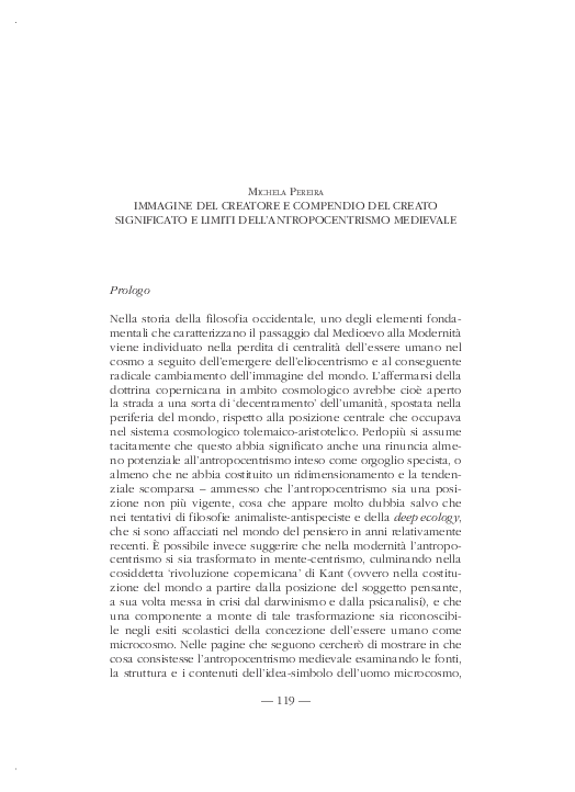 (PDF) Immagine del creatore e compendio del creato. Significato e ...