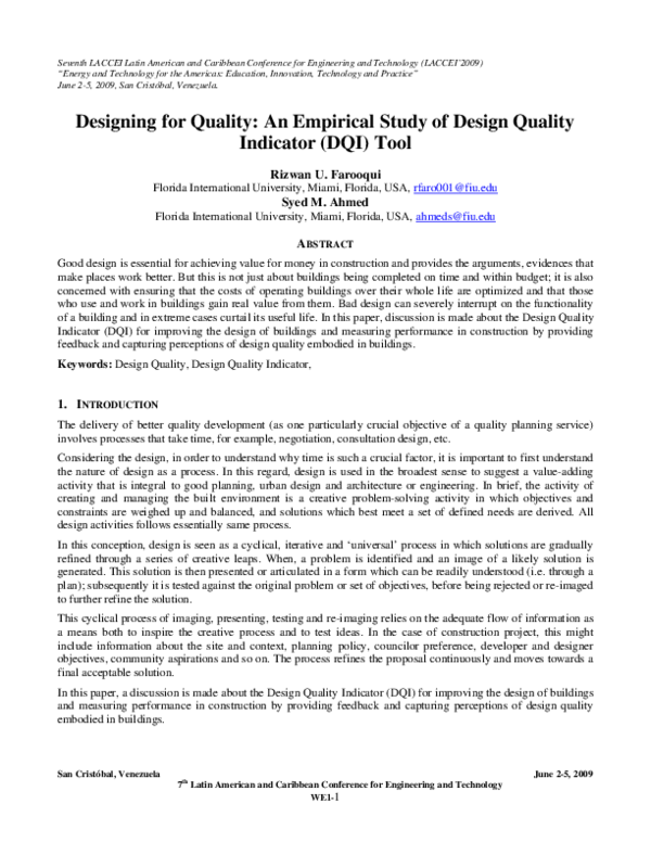 (PDF) Designing for Quality: An Empirical Study of Design Quality ...