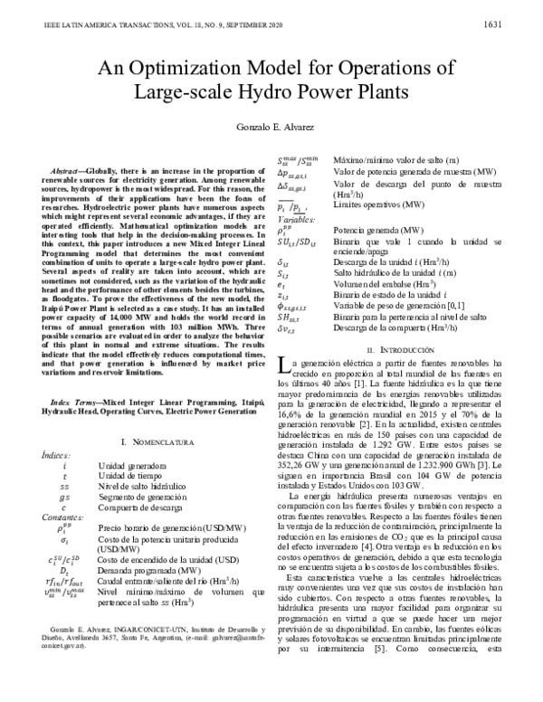 (PDF) An Optimization Model for Operations of Large scale Hydro Power ...