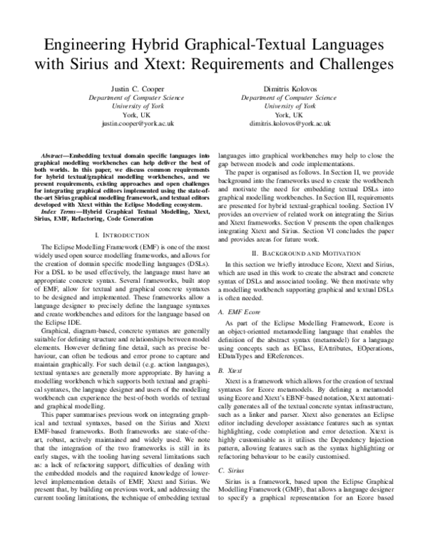 (PDF) Engineering Hybrid Graphical-Textual Languages with Sirius and ...