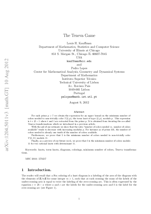 (PDF) The Teneva Game