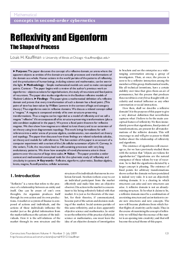 (PDF) Reflexivity and Eigenform