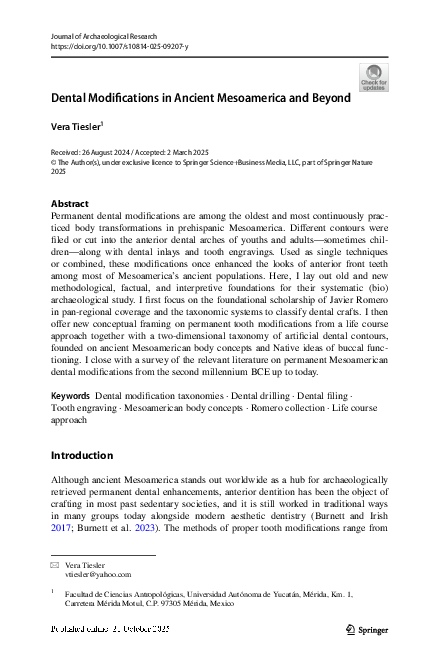 (PDF) Dental Modifications in Ancient Mesoamerica and Beyond