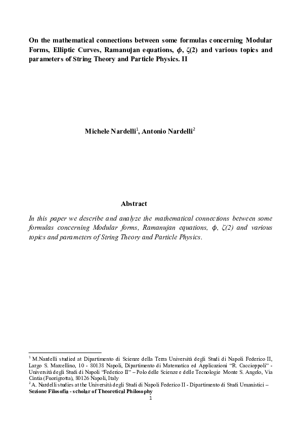 (PDF) On the Mathematical Connections Between Some Formulas Concerning ...