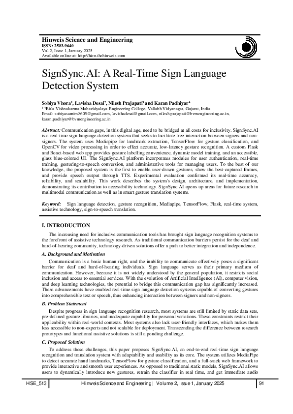 (PDF) SignSync.AI: A Real-Time Sign Language Detection System
