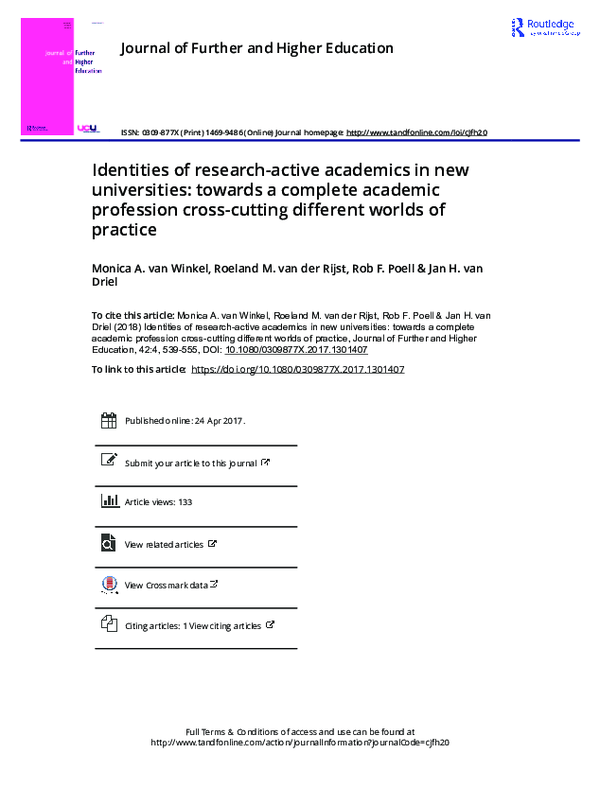 (PDF) Identities of research-active academics in new universities ...