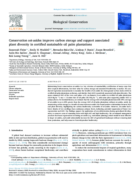(PDF) Conservation set-asides improve carbon storage and support ...