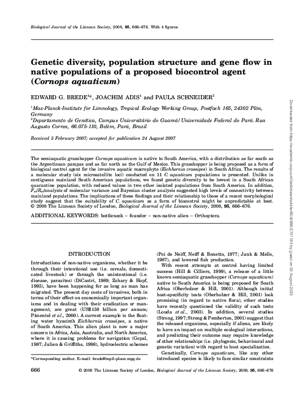 (PDF) Genetic diversity, population structure and gene flow in native ...