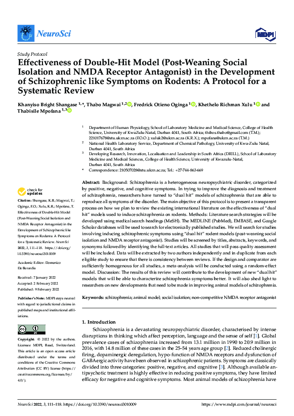 (PDF) Effectiveness of Double-Hit Model (Post-Weaning Social Isolation ...