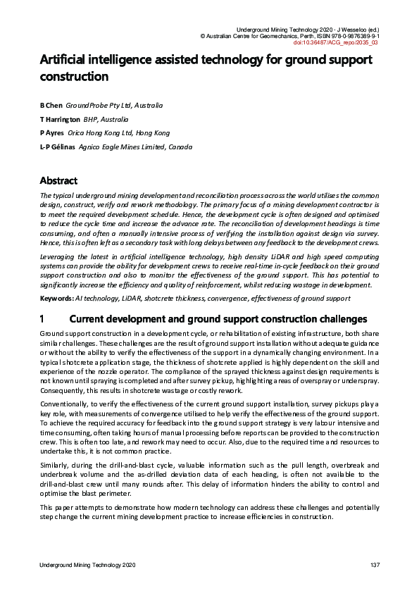 (PDF) Artificial intelligence assisted technology for ground support ...