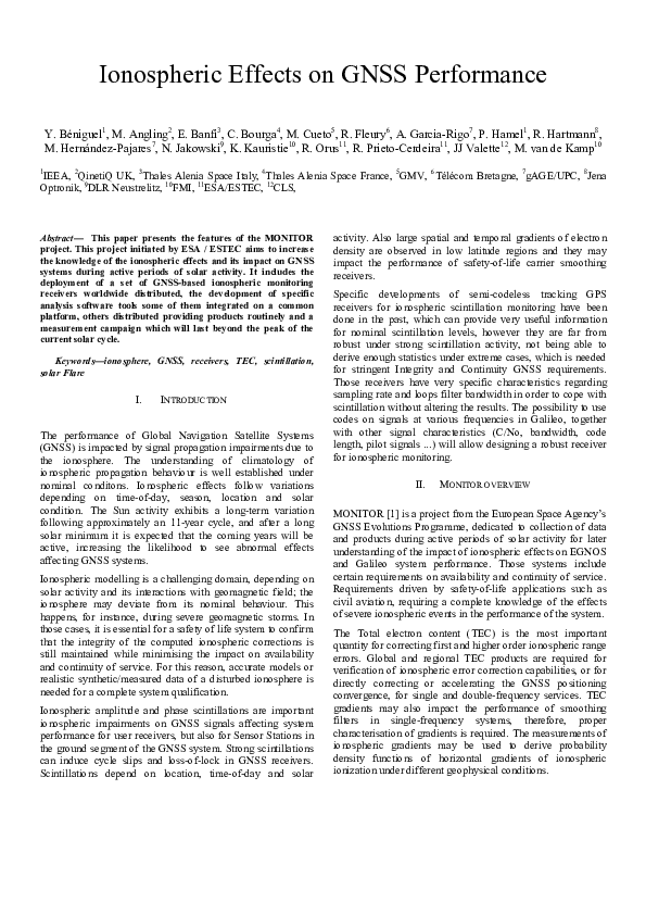 (PDF) Ionospheric Effects on GNSS Performance