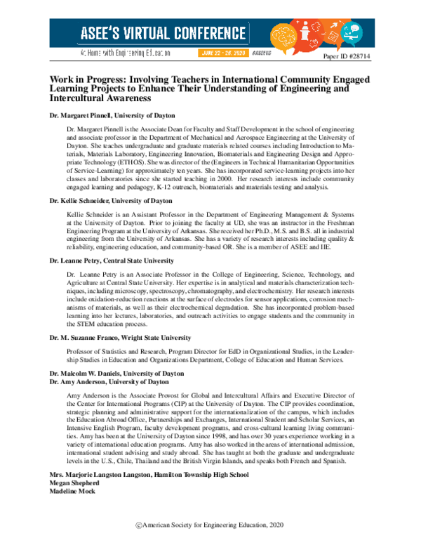 (PDF) Work in Progress: Involving Teachers in International Community ...